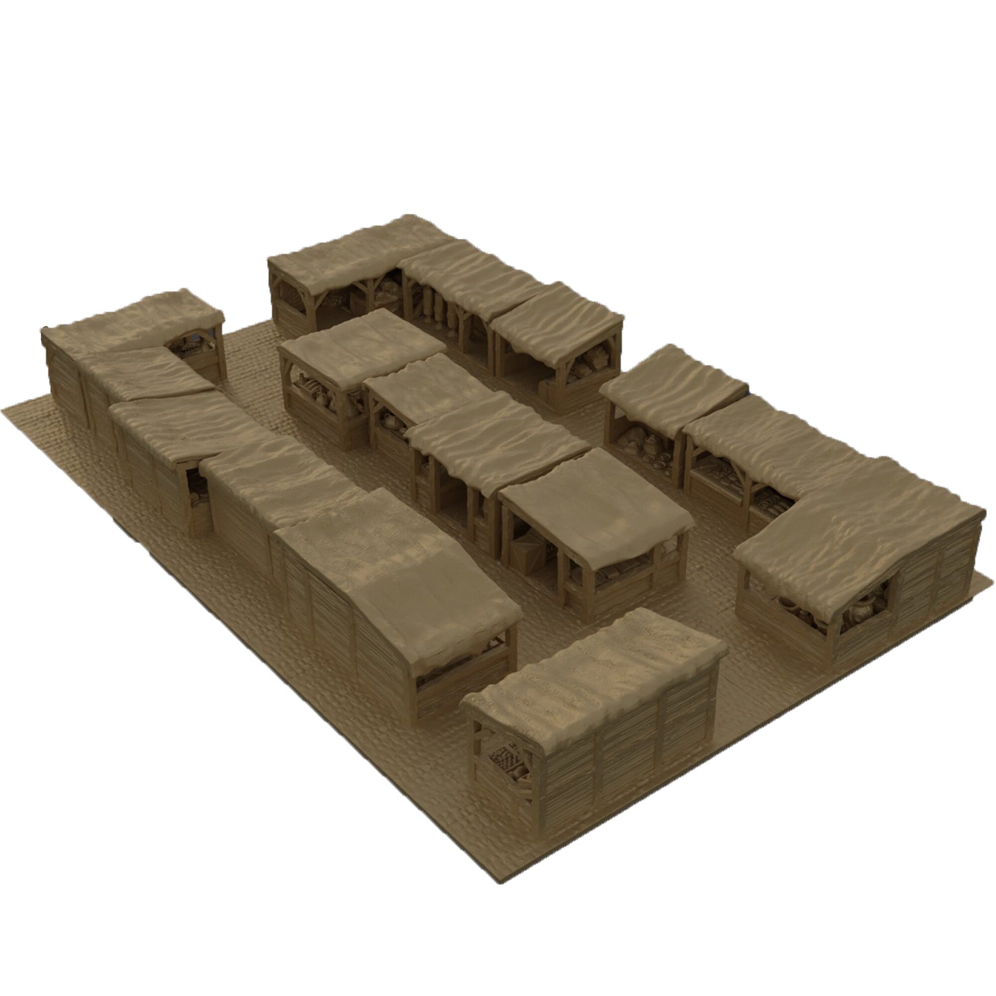 Grand Marketplace Terrain w/ Market Stalls, DnD Marketplace w/ Market ...
